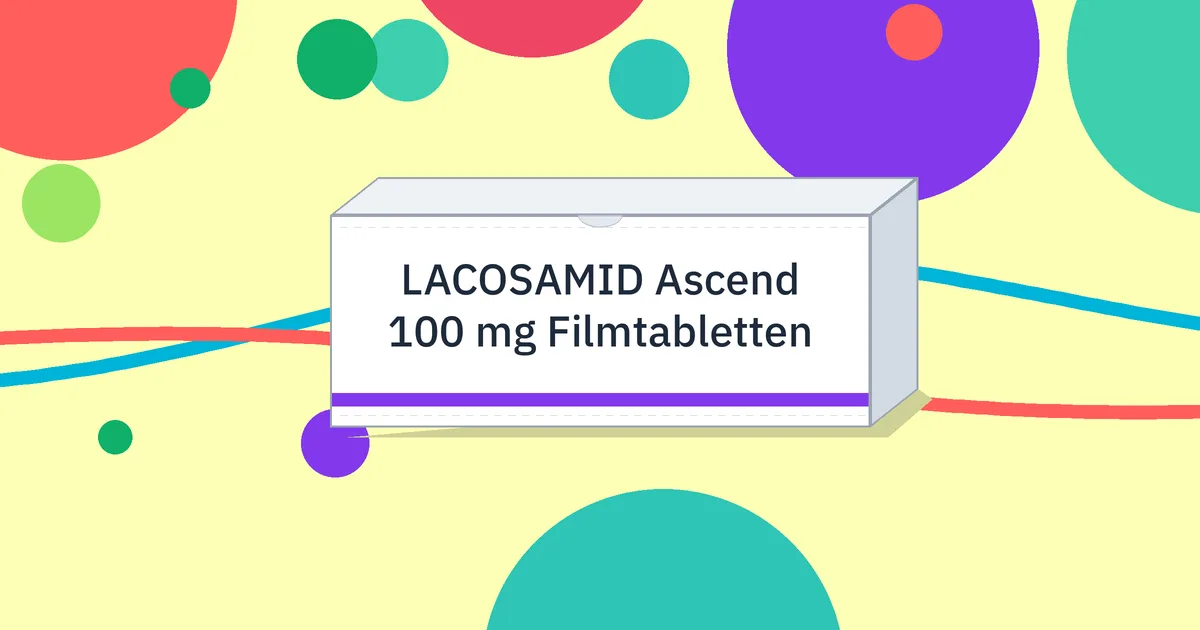 Symbolbild: Packung mit der Aufschrift LACOSAMID Ascend 100 mg Filmtabletten (PZN 18218573) – Verfügbarkeit und Bezug in Apotheken in Frankfurt am Main