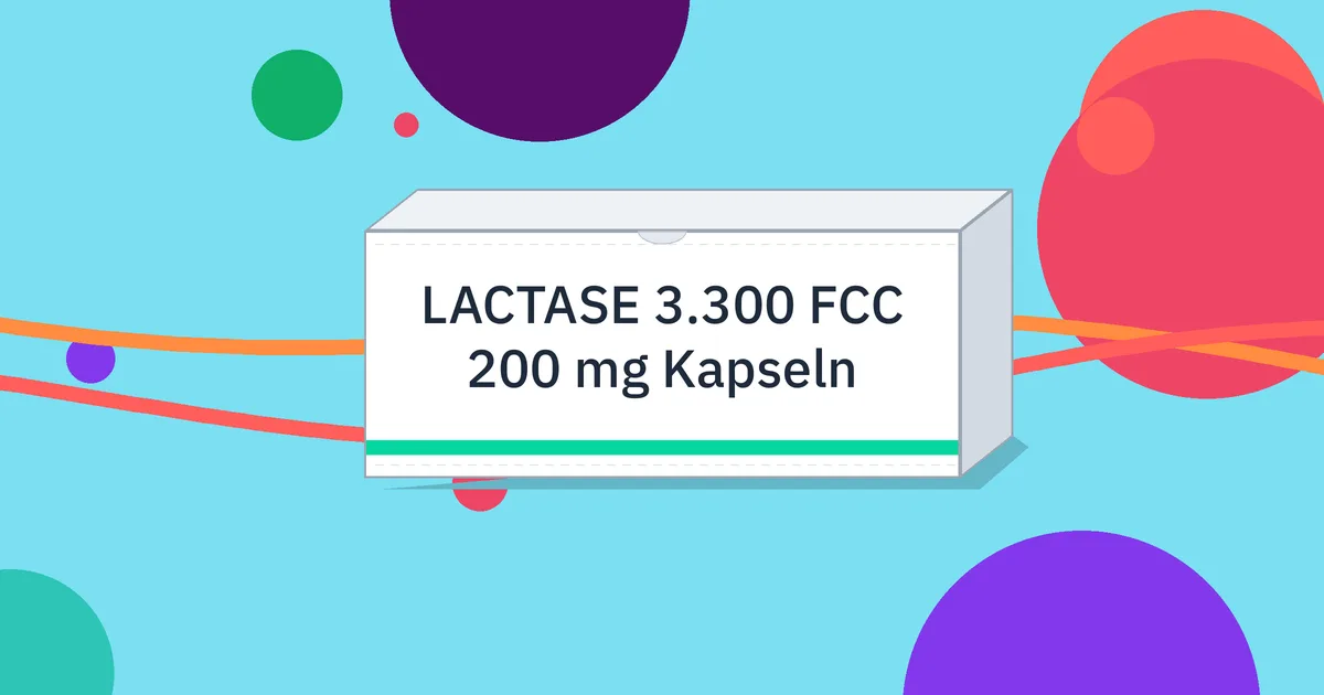 Symbolbild: Packung mit der Aufschrift LACTASE 3.300 FCC 200 mg Kapseln (PZN 07354161) – Verfügbarkeit und Bezug in Apotheken in Frankfurt am Main