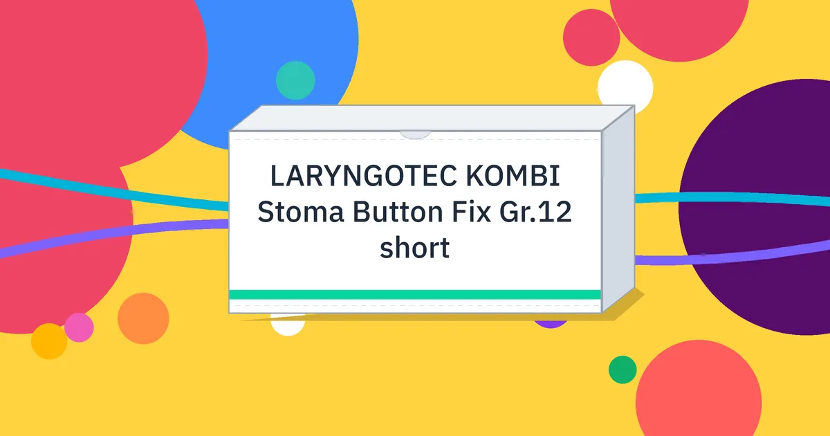 Symbolbild: Packung mit der Aufschrift LARYNGOTEC KOMBI Stoma Button Fix Gr.12 short (PZN 19532231) – Verfügbarkeit und Bezug in Apotheken in Frankfurt am Main