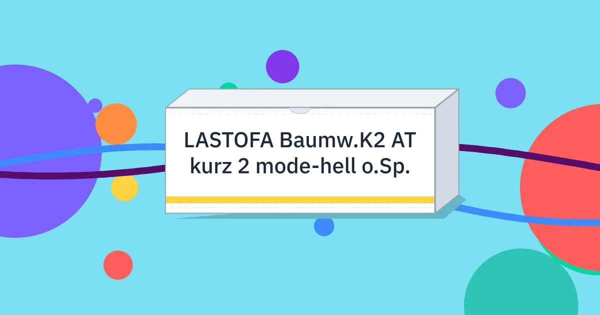 Symbolbild: Packung mit der Aufschrift LASTOFA Baumw.K2 AT kurz 2 mode-hell o.Sp. (PZN 01952056) – Verfügbarkeit und Bezug in Apotheken in Frankfurt am Main