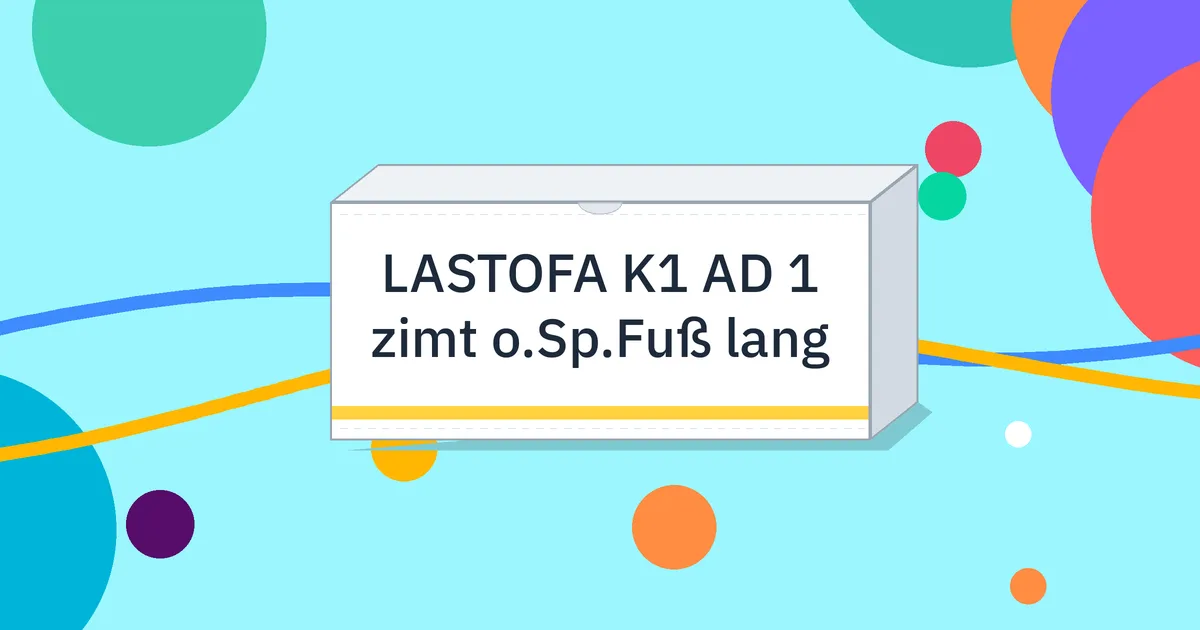 Symbolbild: Packung mit der Aufschrift LASTOFA K1 AD 1 zimt o.Sp.Fuß lang (PZN 14146233) – Verfügbarkeit und Bezug in Apotheken in Frankfurt am Main