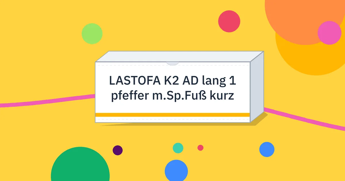 Symbolbild: Packung mit der Aufschrift LASTOFA K2 AD lang 1 pfeffer m.Sp.Fuß kurz (PZN 13799654) – Verfügbarkeit und Bezug in Apotheken in Frankfurt am Main