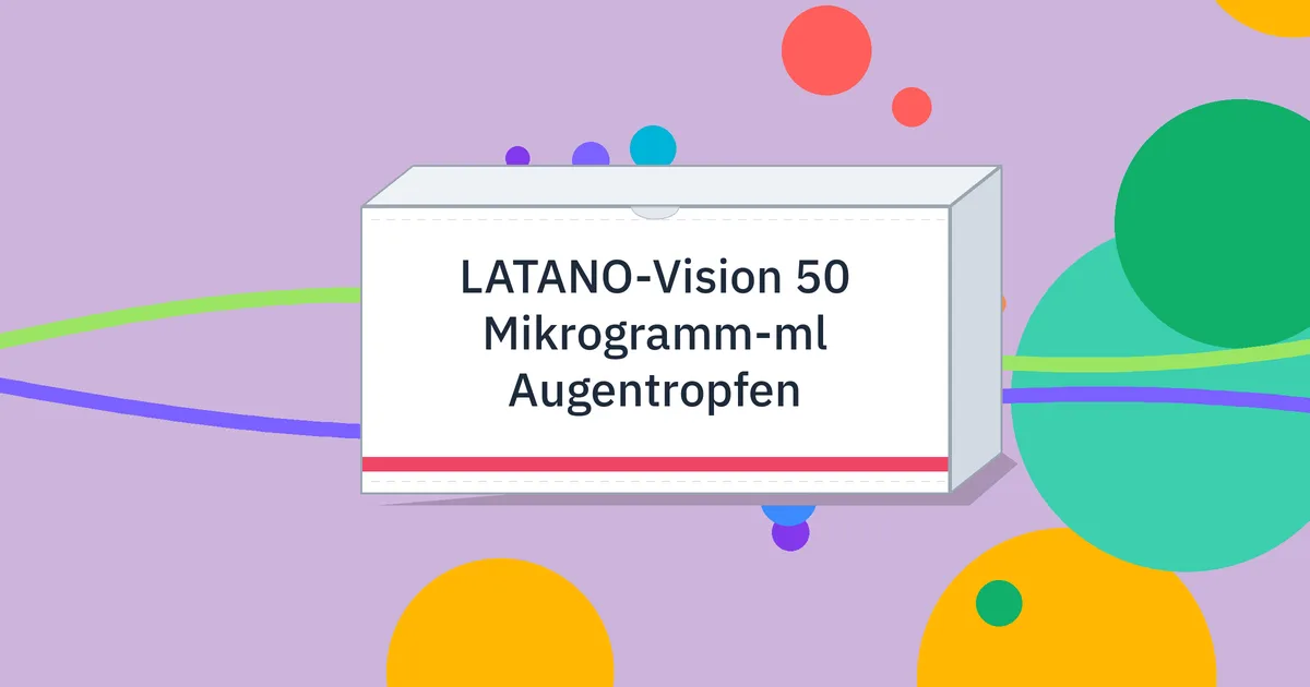 Symbolbild: Packung mit der Aufschrift LATANO-Vision 50 Mikrogramm-ml Augentropfen (PZN 09263770) – Verfügbarkeit und Bezug in Apotheken in Frankfurt am Main