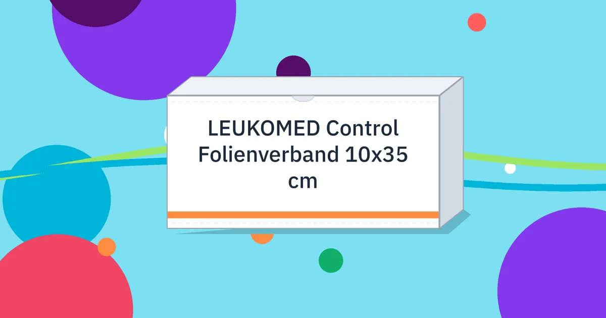 Symbolbild: Packung mit der Aufschrift LEUKOMED Control Folienverband 10x35 cm (PZN 11034338) – Verfügbarkeit und Bezug in Apotheken in Frankfurt am Main