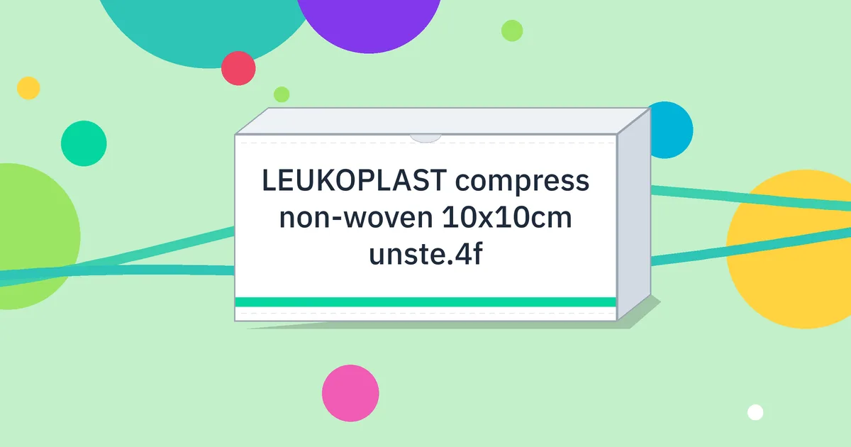 Symbolbild: Packung mit der Aufschrift LEUKOPLAST compress non-woven 10x10cm unste.4f (PZN 19064540) – Verfügbarkeit und Bezug in Apotheken in Frankfurt am Main