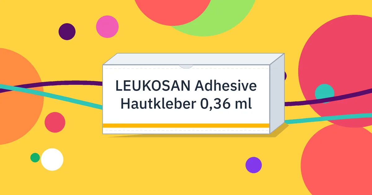 Symbolbild: Packung mit der Aufschrift LEUKOSAN Adhesive Hautkleber 0,36 ml (PZN 08745863) – Verfügbarkeit und Bezug in Apotheken in Frankfurt am Main