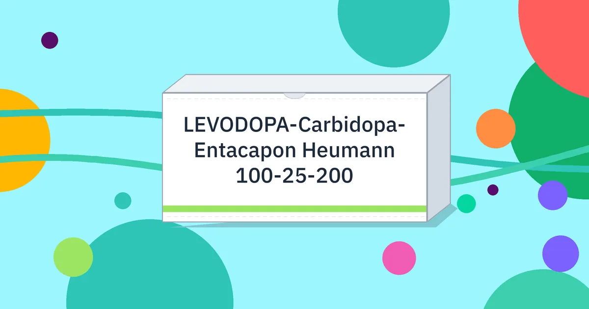 Symbolbild: Packung mit der Aufschrift LEVODOPA-Carbidopa-Entacapon Heumann 100-25-200 (PZN 17148882) – Verfügbarkeit und Bezug in Apotheken in Frankfurt am Main
