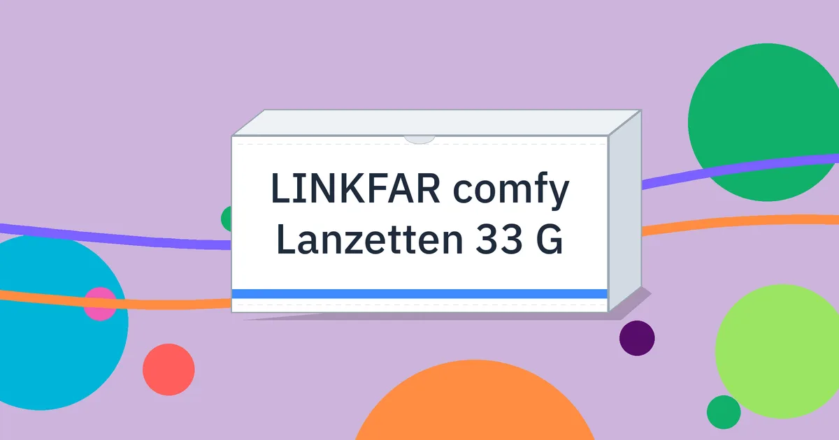 Symbolbild: Packung mit der Aufschrift LINKFAR comfy Lanzetten 33 G (PZN 19124615) – Verfügbarkeit und Bezug in Apotheken in Frankfurt am Main