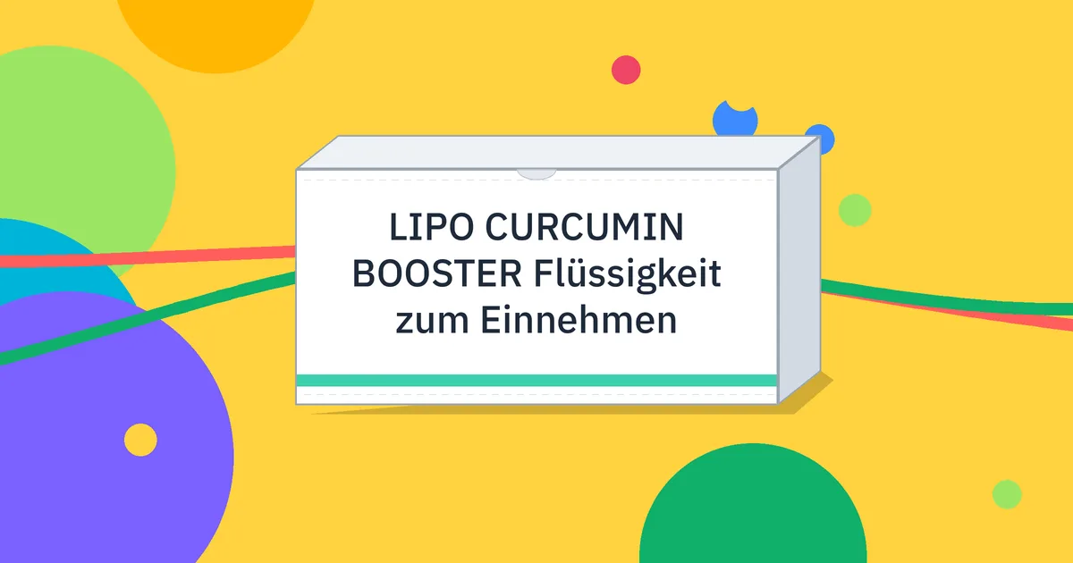 Symbolbild: Packung mit der Aufschrift LIPO CURCUMIN BOOSTER Flüssigkeit zum Einnehmen (PZN 17160297) – Verfügbarkeit und Bezug in Apotheken in Frankfurt am Main