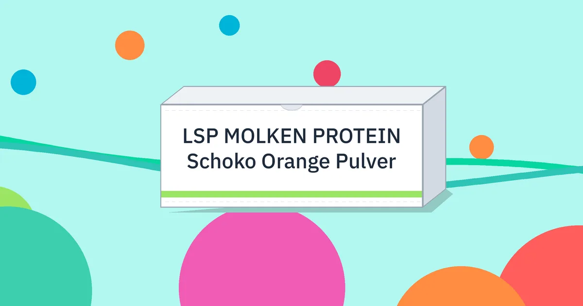 Symbolbild: Packung mit der Aufschrift LSP MOLKEN PROTEIN Schoko Orange Pulver (PZN 09724975) – Verfügbarkeit und Bezug in Apotheken in Frankfurt am Main