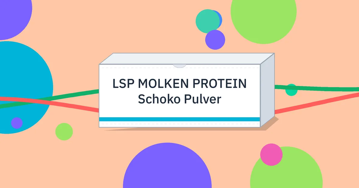Symbolbild: Packung mit der Aufschrift LSP MOLKEN PROTEIN Schoko Pulver (PZN 09725012) – Verfügbarkeit und Bezug in Apotheken in Frankfurt am Main