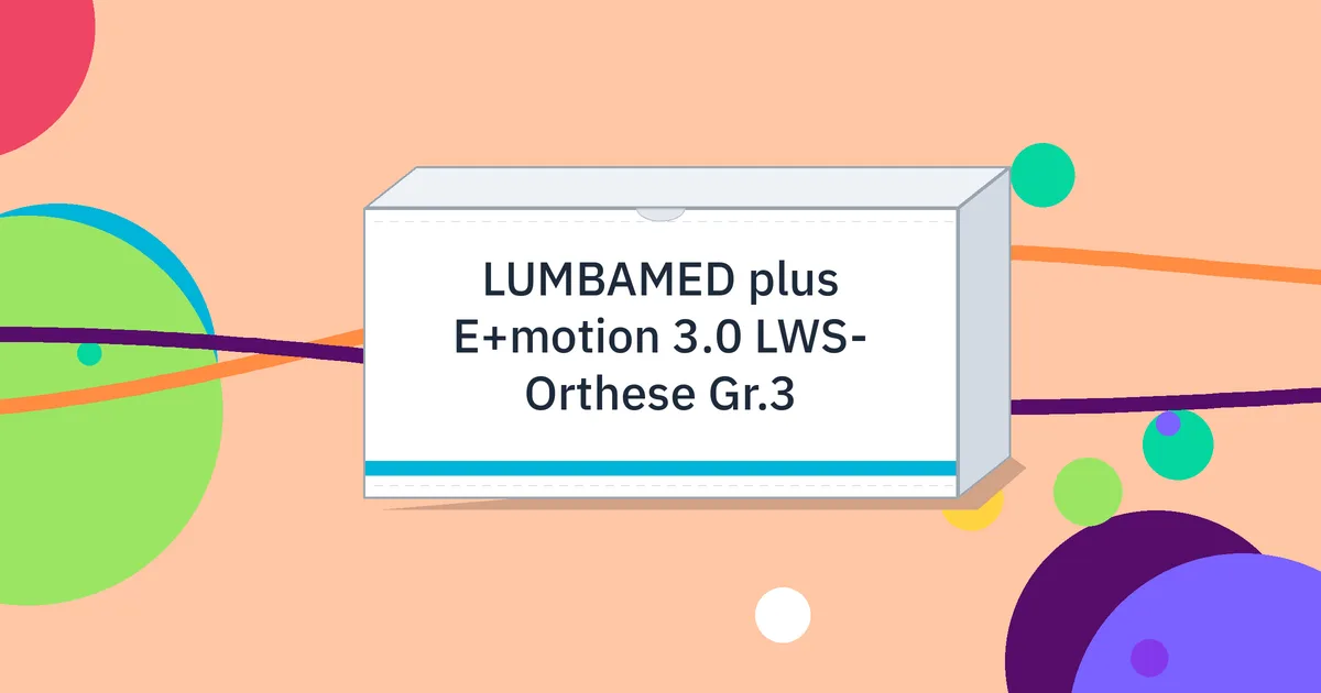Symbolbild: Packung mit der Aufschrift LUMBAMED plus E+motion 3.0 LWS-Orthese Gr.3 (PZN 19369564) – Verfügbarkeit und Bezug in Apotheken in Frankfurt am Main
