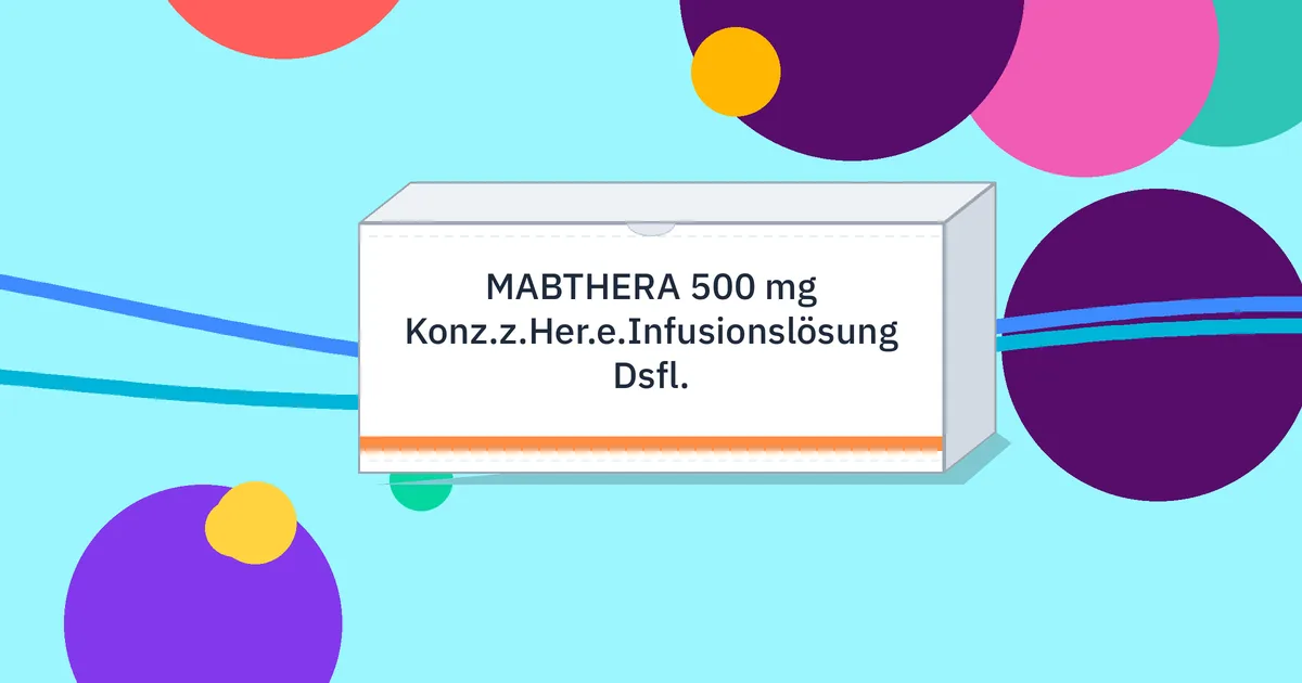 Symbolbild: Packung mit der Aufschrift MABTHERA 500 mg Konz.z.Her.e.Infusionslösung Dsfl. (PZN 09639732) – Verfügbarkeit und Bezug in Apotheken in Frankfurt am Main