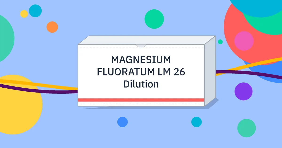 Symbolbild: Packung mit der Aufschrift MAGNESIUM FLUORATUM LM 26 Dilution (PZN 12937628) – Verfügbarkeit und Bezug in Apotheken in Frankfurt am Main