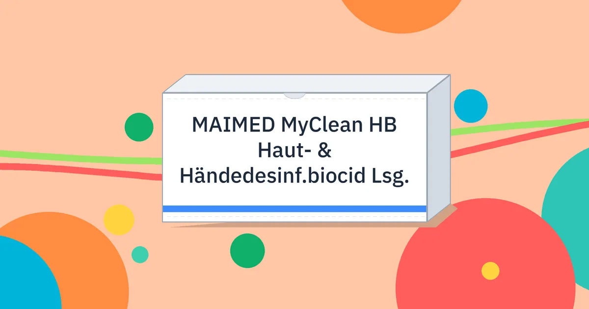 Symbolbild: Packung mit der Aufschrift MAIMED MyClean HB Haut- & Händedesinf.biocid Lsg. (PZN 17181187) – Verfügbarkeit und Bezug in Apotheken in Frankfurt am Main