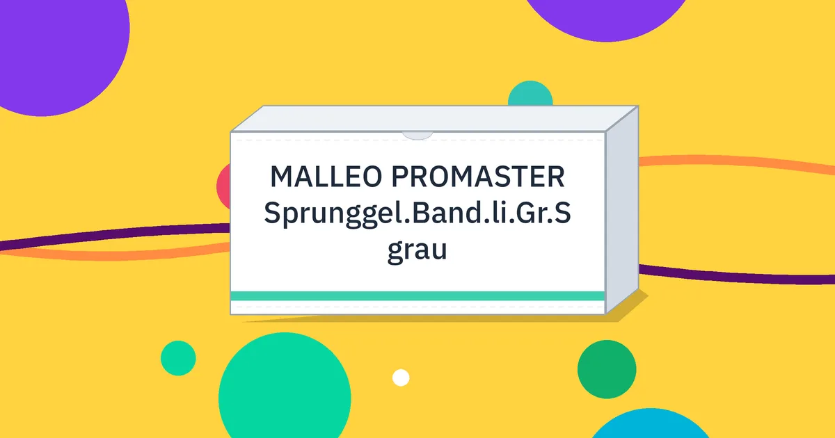 Symbolbild: Packung mit der Aufschrift MALLEO PROMASTER Sprunggel.Band.li.Gr.S grau (PZN 10927092) – Verfügbarkeit und Bezug in Apotheken in Frankfurt am Main