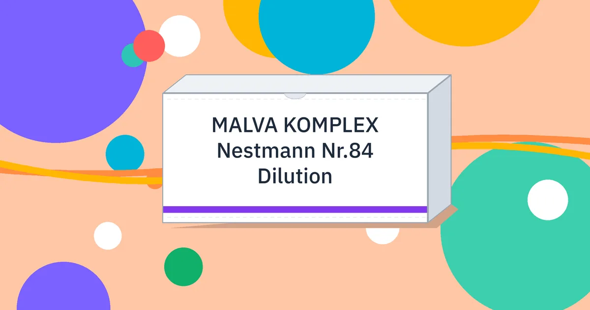 Symbolbild: Packung mit der Aufschrift MALVA KOMPLEX Nestmann Nr.84 Dilution (PZN 01910394) – Verfügbarkeit und Bezug in Apotheken in Frankfurt am Main
