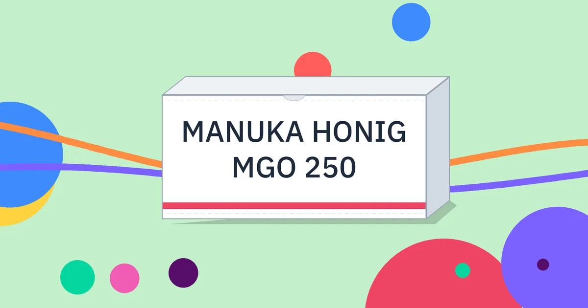 Symbolbild: Packung mit der Aufschrift MANUKA HONIG MGO 250 (PZN 18656675) – Verfügbarkeit und Bezug in Apotheken in Frankfurt am Main