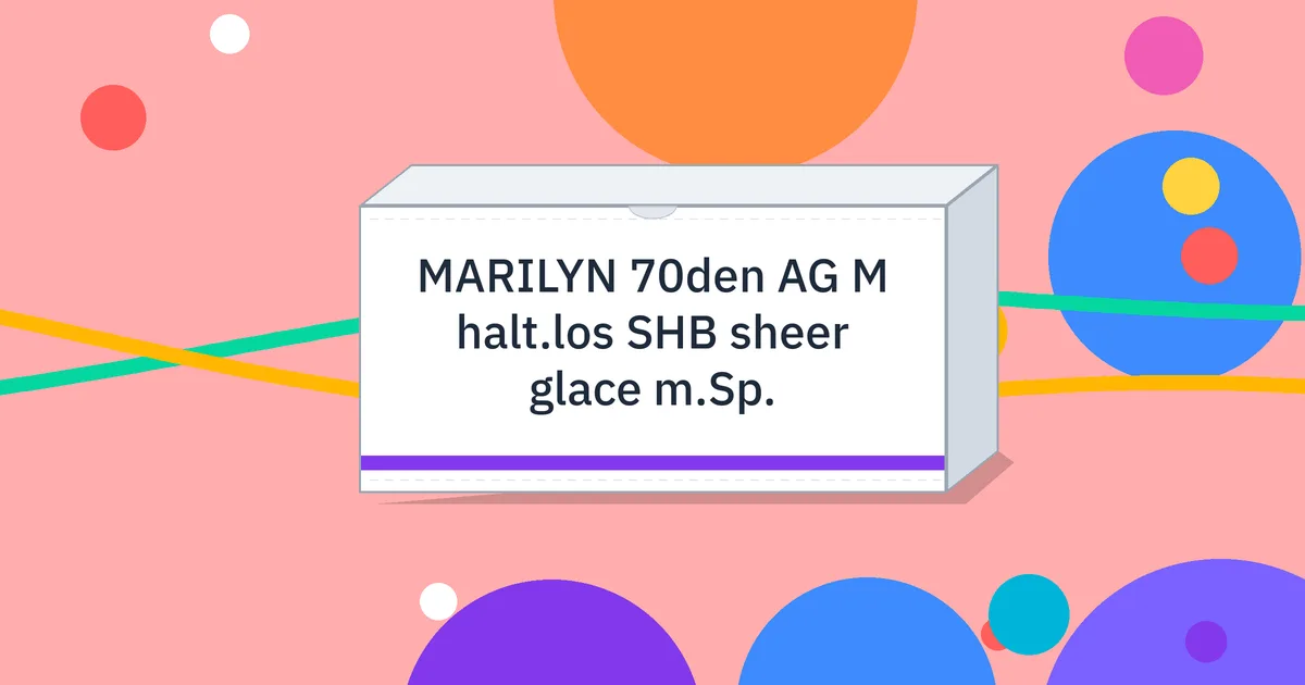 Symbolbild: Packung mit der Aufschrift MARILYN 70den AG M halt.los SHB sheer glace m.Sp. (PZN 16187650) – Verfügbarkeit und Bezug in Apotheken in Frankfurt am Main