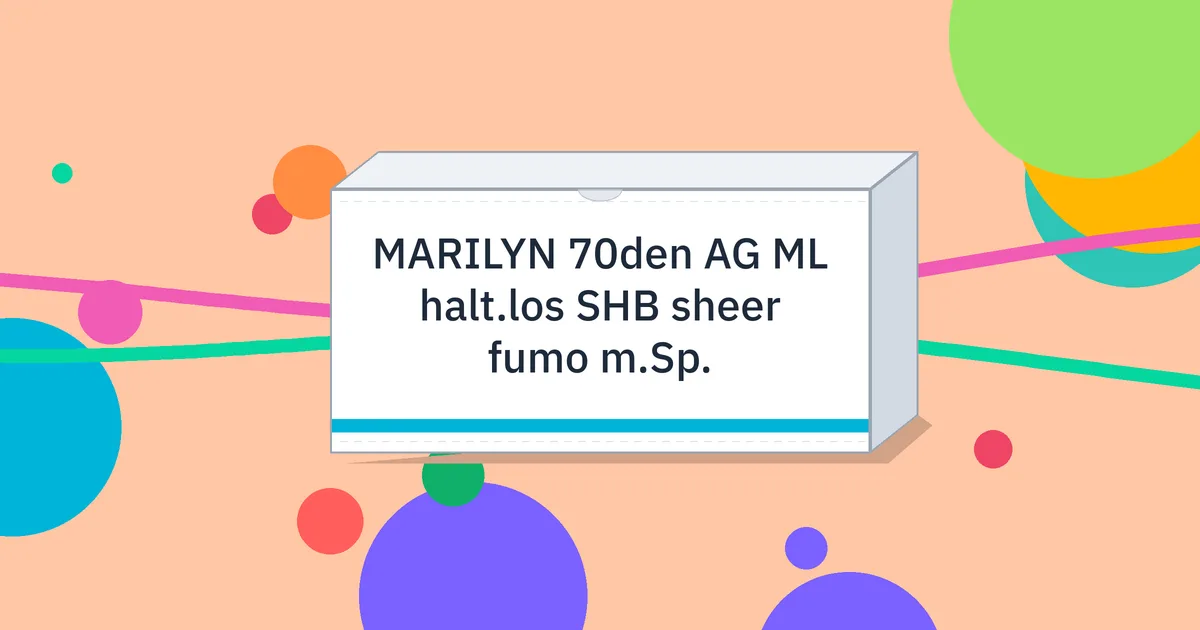 Symbolbild: Packung mit der Aufschrift MARILYN 70den AG ML halt.los SHB sheer fumo m.Sp. (PZN 16187271) – Verfügbarkeit und Bezug in Apotheken in Frankfurt am Main