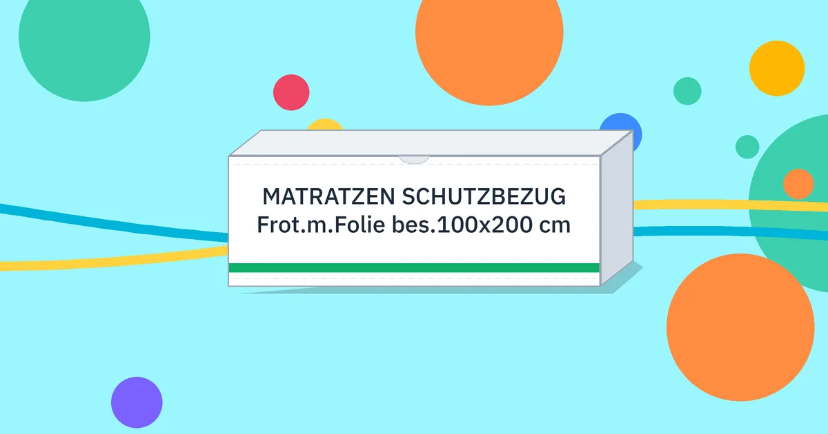 Symbolbild: Packung mit der Aufschrift MATRATZEN SCHUTZBEZUG Frot.m.Folie bes.100x200 cm (PZN 03818273) – Verfügbarkeit und Bezug in Apotheken in Frankfurt am Main