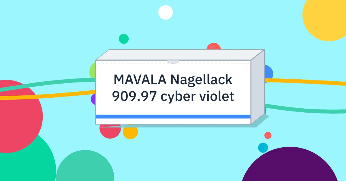 Symbolbild: Packung mit der Aufschrift MAVALA Nagellack 909.97 cyber violet (PZN 14438119) – Verfügbarkeit und Bezug in Apotheken in Frankfurt am Main