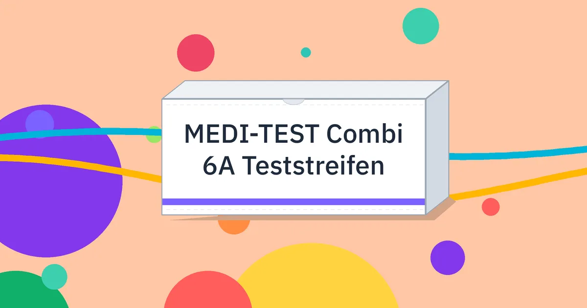Symbolbild: Packung mit der Aufschrift MEDI-TEST Combi 6A Teststreifen (PZN 00516548) – Verfügbarkeit und Bezug in Apotheken in Frankfurt am Main