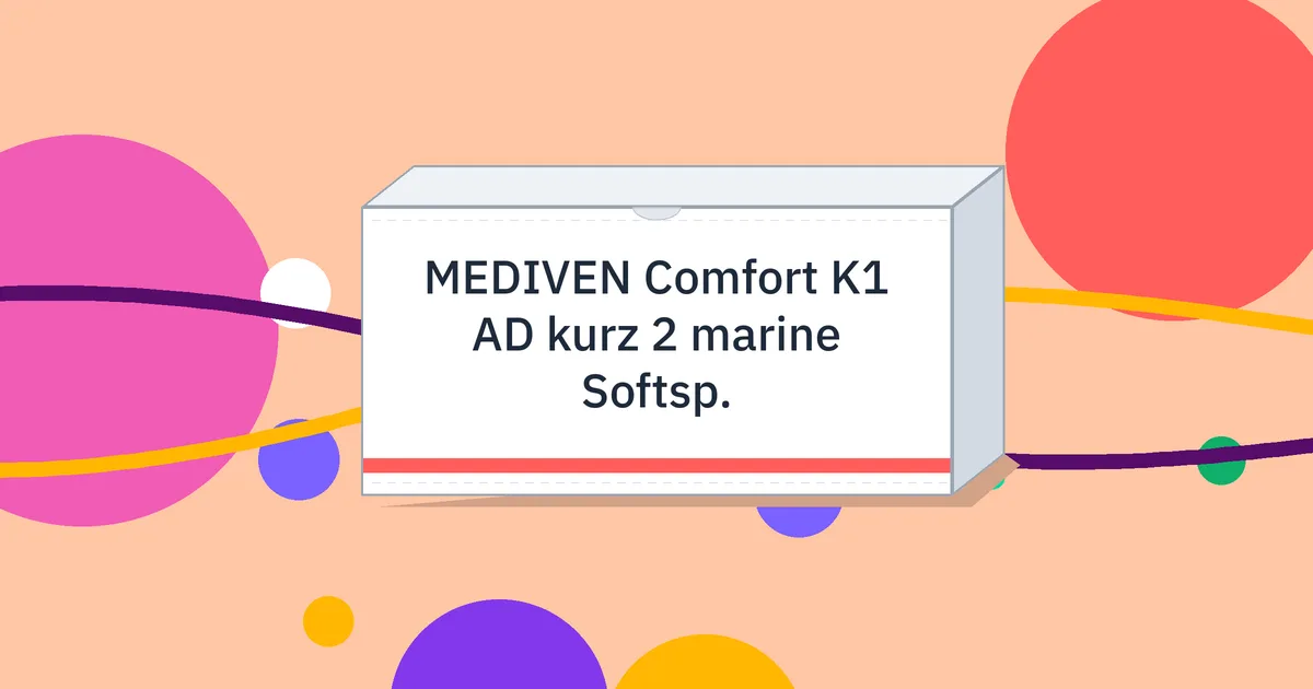 Symbolbild: Packung mit der Aufschrift MEDIVEN Comfort K1 AD kurz 2 marine Softsp. (PZN 14563617) – Verfügbarkeit und Bezug in Apotheken in Frankfurt am Main