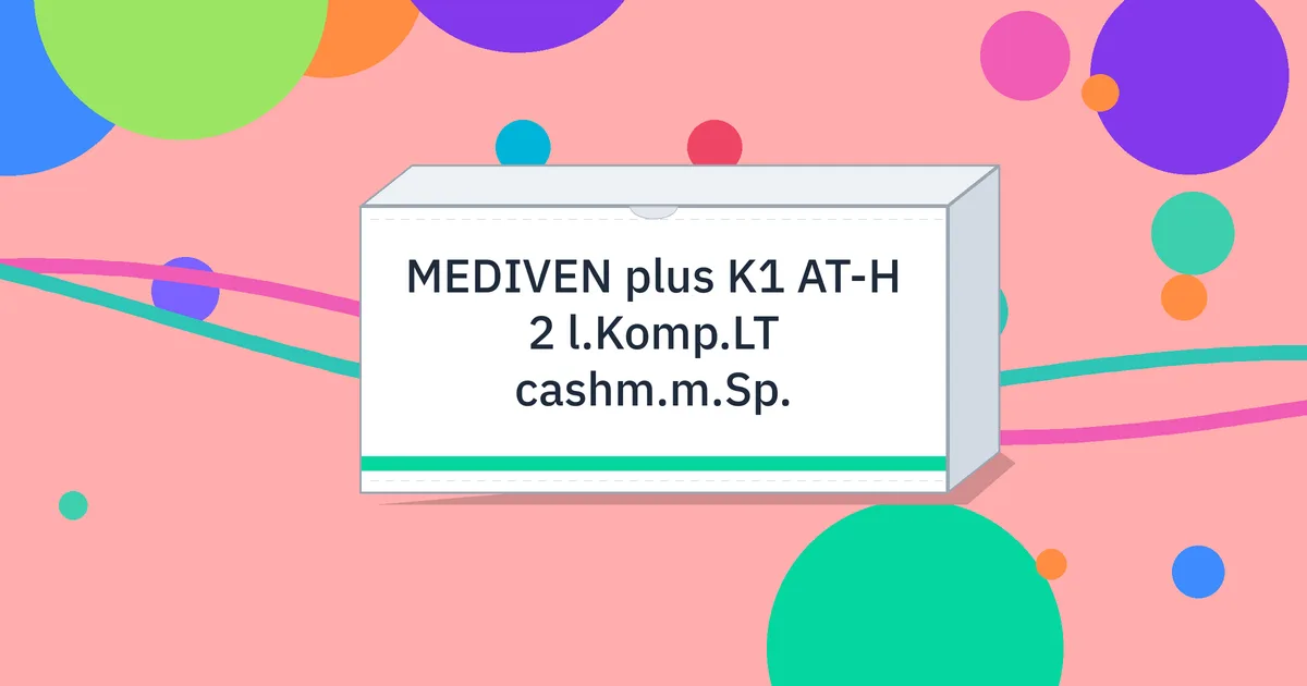 Symbolbild: Packung mit der Aufschrift MEDIVEN plus K1 AT-H 2 l.Komp.LT cashm.m.Sp. (PZN 15037859) – Verfügbarkeit und Bezug in Apotheken in Frankfurt am Main