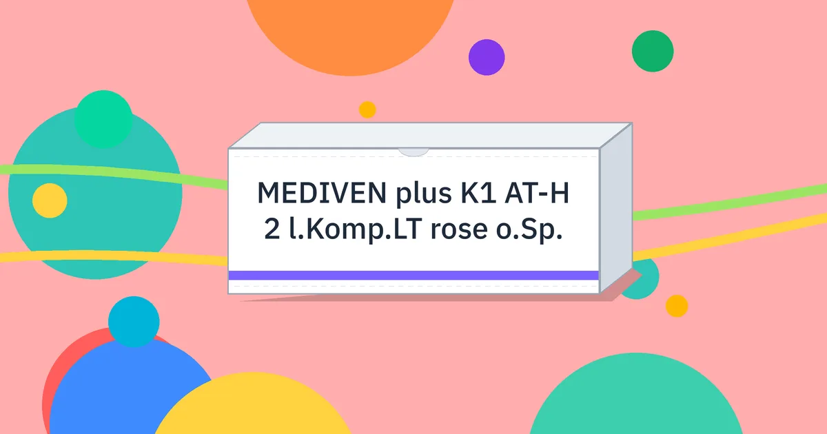 Symbolbild: Packung mit der Aufschrift MEDIVEN plus K1 AT-H 2 l.Komp.LT rose o.Sp. (PZN 15037983) – Verfügbarkeit und Bezug in Apotheken in Frankfurt am Main