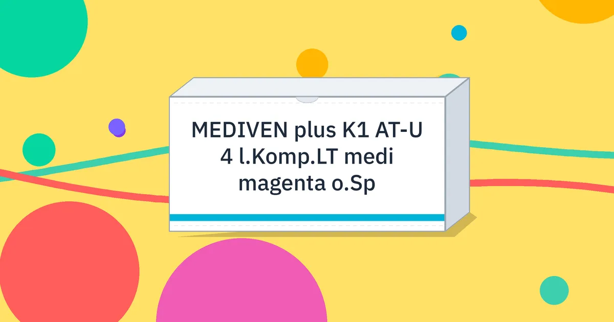Symbolbild: Packung mit der Aufschrift MEDIVEN plus K1 AT-U 4 l.Komp.LT medi magenta o.Sp (PZN 15033399) – Verfügbarkeit und Bezug in Apotheken in Frankfurt am Main