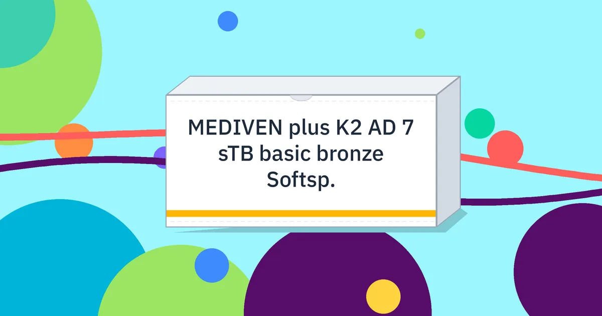 Symbolbild: Packung mit der Aufschrift MEDIVEN plus K2 AD 7 sTB basic bronze Softsp. (PZN 15096282) – Verfügbarkeit und Bezug in Apotheken in Frankfurt am Main