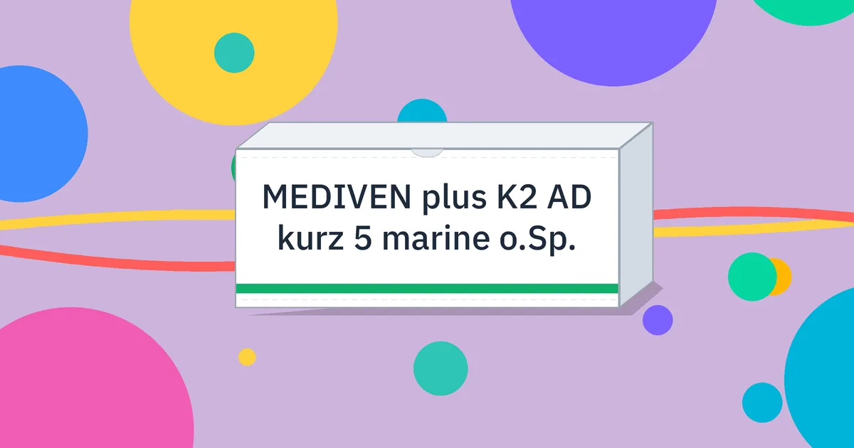 Symbolbild: Packung mit der Aufschrift MEDIVEN plus K2 AD kurz 5 marine o.Sp. (PZN 15096336) – Verfügbarkeit und Bezug in Apotheken in Frankfurt am Main