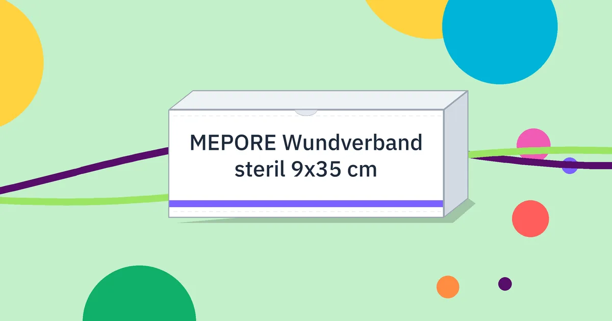 Symbolbild: Packung mit der Aufschrift MEPORE Wundverband steril 9x35 cm (PZN 11152457) – Verfügbarkeit und Bezug in Apotheken in Frankfurt am Main