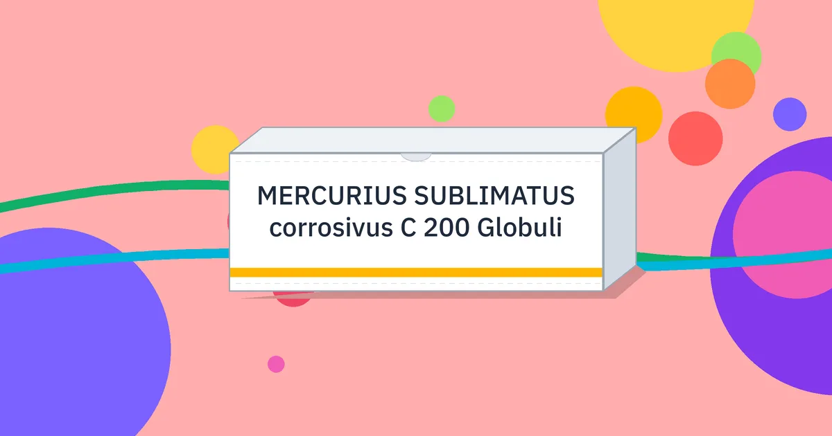Symbolbild: Packung mit der Aufschrift MERCURIUS SUBLIMATUS corrosivus C 200 Globuli (PZN 04227551) – Verfügbarkeit und Bezug in Apotheken in Frankfurt am Main