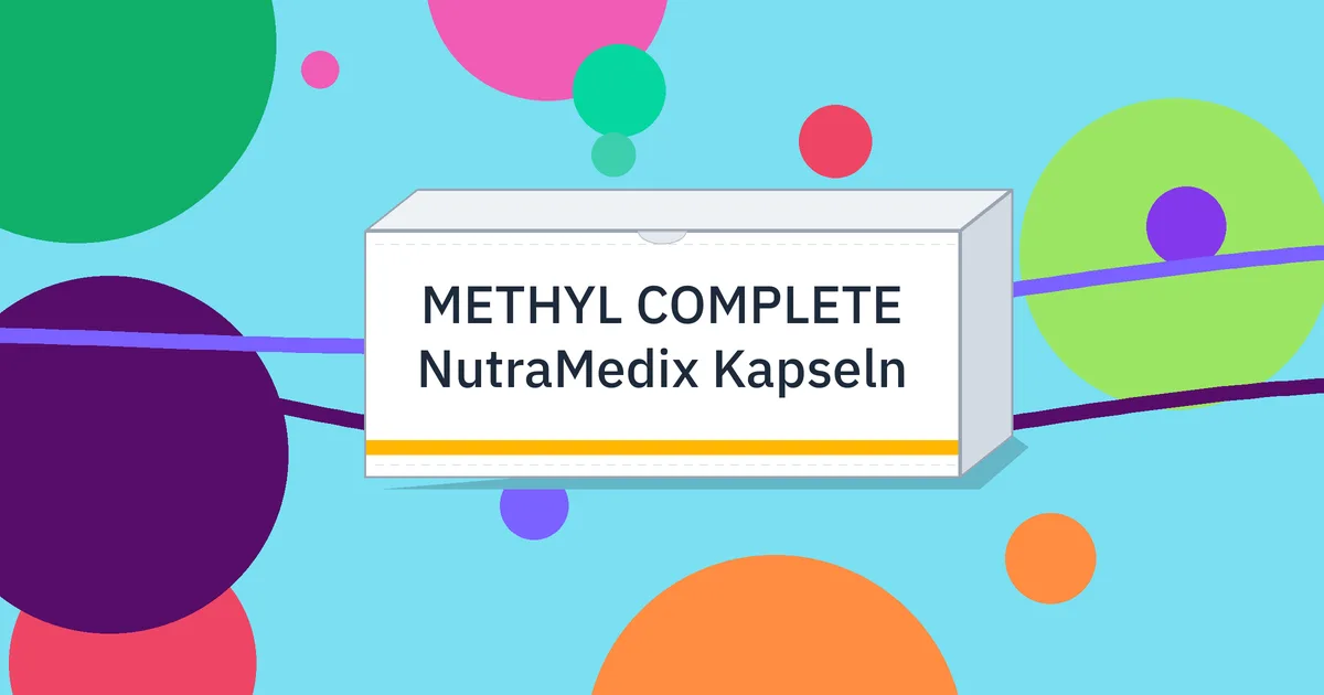 Symbolbild: Packung mit der Aufschrift METHYL COMPLETE NutraMedix Kapseln (PZN 18456692) – Verfügbarkeit und Bezug in Apotheken in Frankfurt am Main