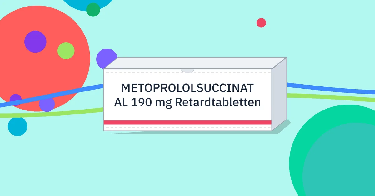 Symbolbild: Packung mit der Aufschrift METOPROLOLSUCCINAT AL 190 mg Retardtabletten (PZN 07097758) – Verfügbarkeit und Bezug in Apotheken in Frankfurt am Main