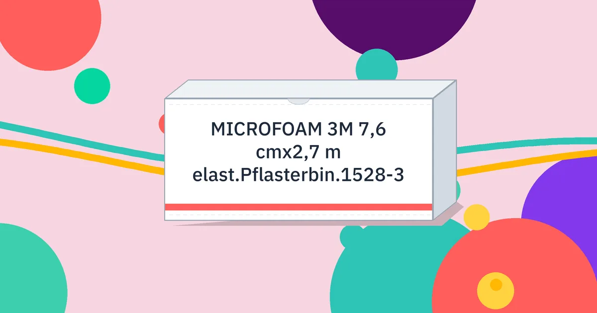 Symbolbild: Packung mit der Aufschrift MICROFOAM 3M 7,6 cmx2,7 m elast.Pflasterbin.1528-3 (PZN 18055390) – Verfügbarkeit und Bezug in Apotheken in Frankfurt am Main