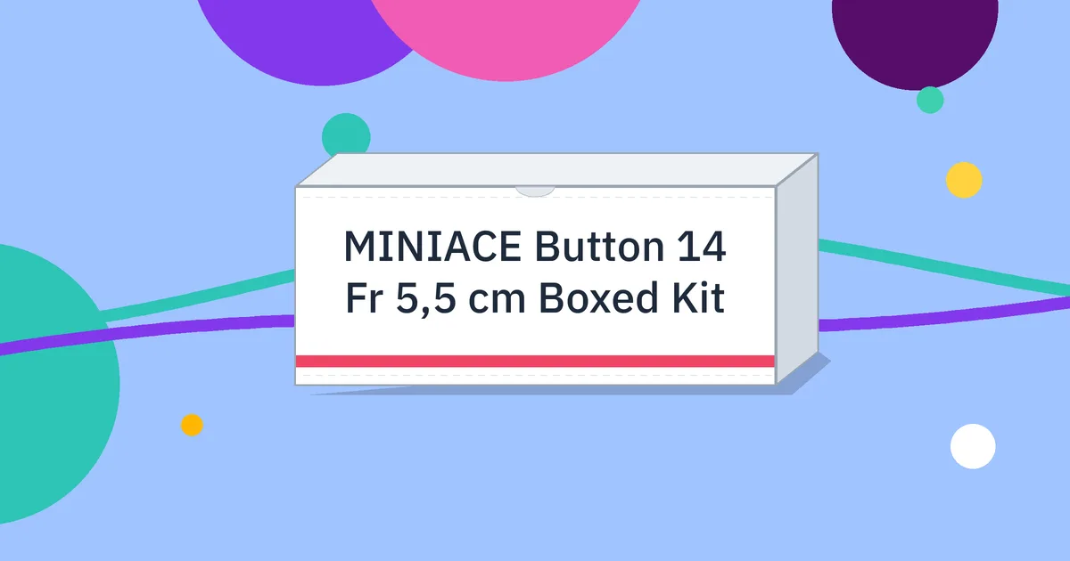 Symbolbild: Packung mit der Aufschrift MINIACE Button 14 Fr 5,5 cm Boxed Kit (PZN 16954210) – Verfügbarkeit und Bezug in Apotheken in Frankfurt am Main