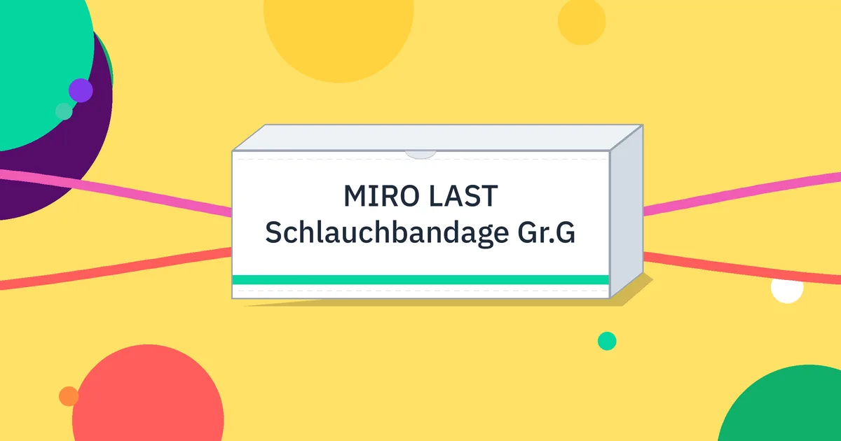 Symbolbild: Packung mit der Aufschrift MIRO LAST Schlauchbandage Gr.G (PZN 06855702) – Verfügbarkeit und Bezug in Apotheken in Frankfurt am Main