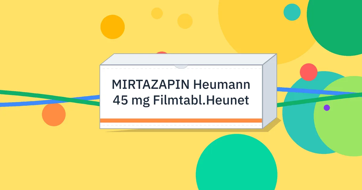 Symbolbild: Packung mit der Aufschrift MIRTAZAPIN Heumann 45 mg Filmtabl.Heunet (PZN 05890576) – Verfügbarkeit und Bezug in Apotheken in Frankfurt am Main