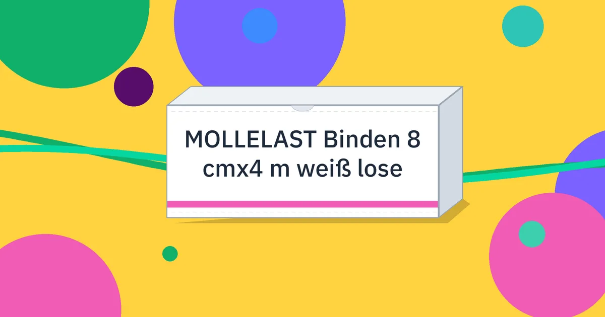 Symbolbild: Packung mit der Aufschrift MOLLELAST Binden 8 cmx4 m weiß lose (PZN 17434955) – Verfügbarkeit und Bezug in Apotheken in Frankfurt am Main