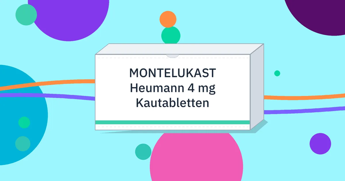 Symbolbild: Packung mit der Aufschrift MONTELUKAST Heumann 4 mg Kautabletten (PZN 09673491) – Verfügbarkeit und Bezug in Apotheken in Frankfurt am Main