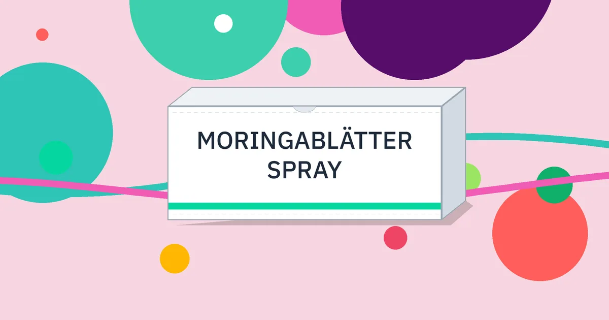 Symbolbild: Packung mit der Aufschrift MORINGABLÄTTER SPRAY (PZN 16129753) – Verfügbarkeit und Bezug in Apotheken in Frankfurt am Main