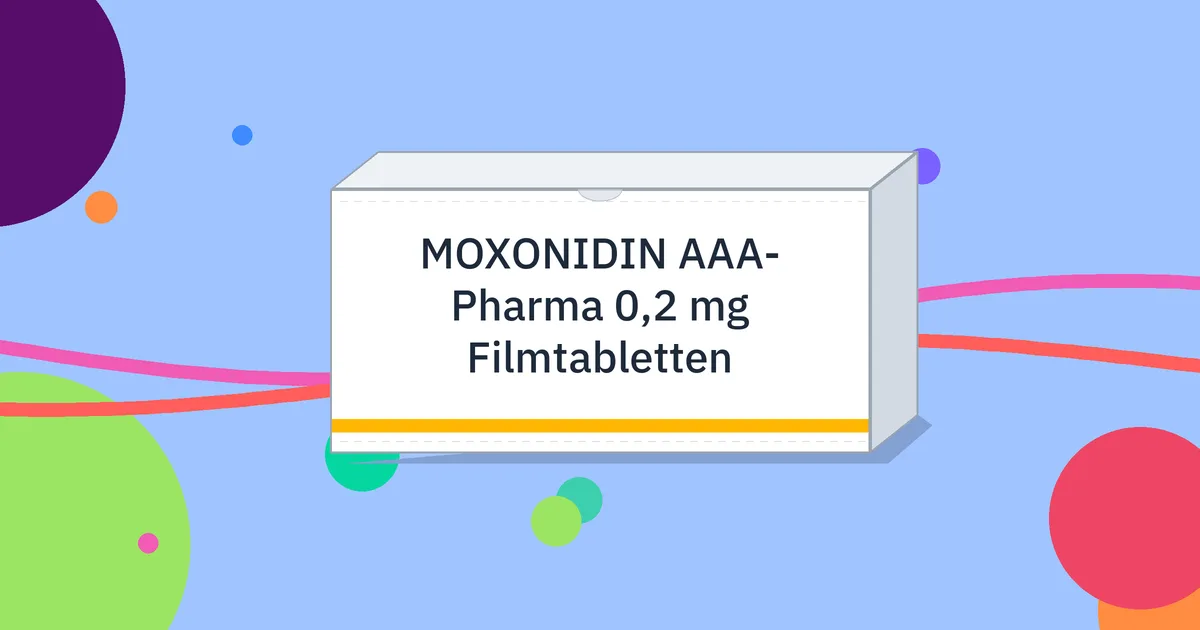 Symbolbild: Packung mit der Aufschrift MOXONIDIN AAA-Pharma 0,2 mg Filmtabletten (PZN 04411556) – Verfügbarkeit und Bezug in Apotheken in Frankfurt am Main