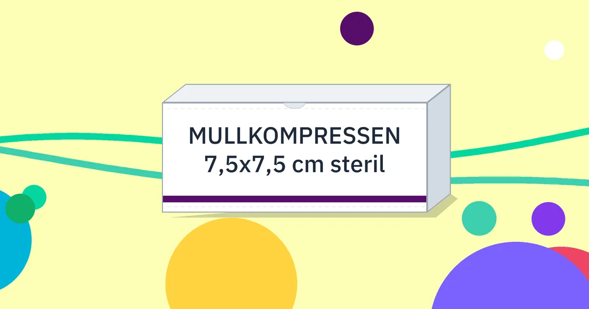 Symbolbild: Packung mit der Aufschrift MULLKOMPRESSEN 7,5x7,5 cm steril (PZN 07623514) – Verfügbarkeit und Bezug in Apotheken in Frankfurt am Main