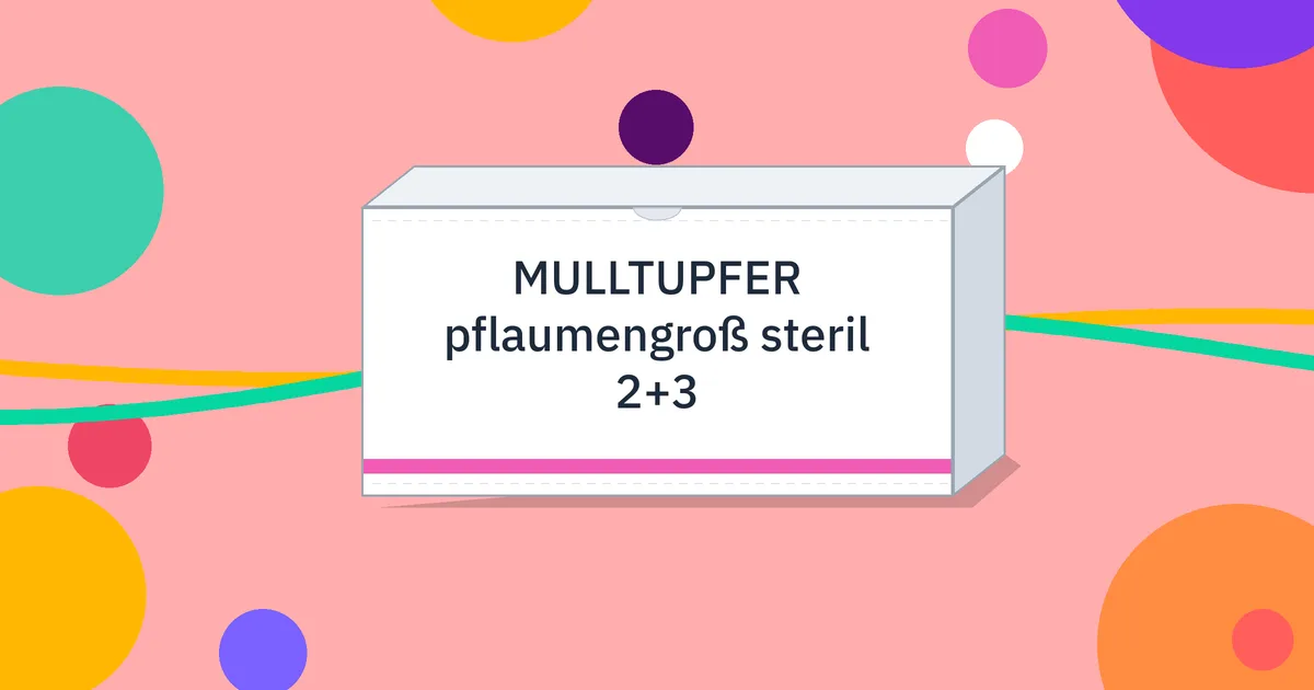 Symbolbild: Packung mit der Aufschrift MULLTUPFER pflaumengroß steril 2+3 (PZN 00119505) – Verfügbarkeit und Bezug in Apotheken in Frankfurt am Main