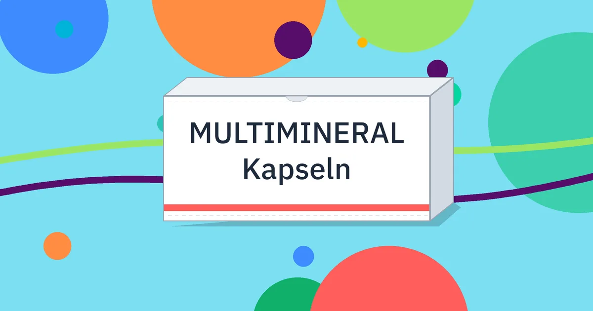 Symbolbild: Packung mit der Aufschrift MULTIMINERAL Kapseln (PZN 20002917) – Verfügbarkeit und Bezug in Apotheken in Frankfurt am Main