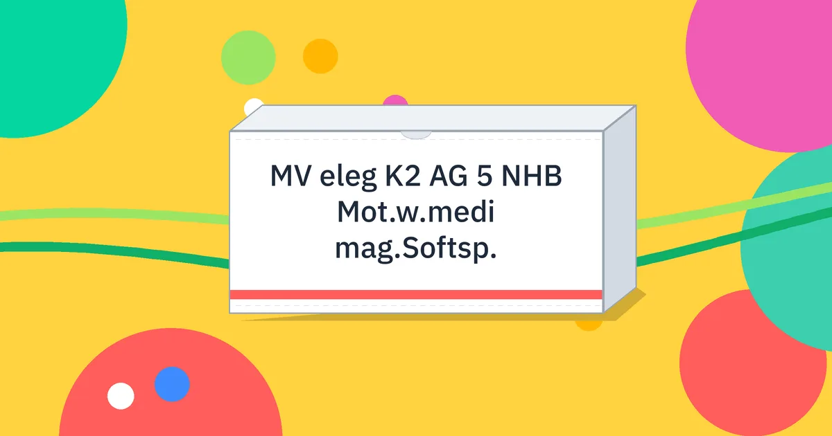 Symbolbild: Packung mit der Aufschrift MV eleg K2 AG 5 NHB Mot.w.medi mag.Softsp. (PZN 15726843) – Verfügbarkeit und Bezug in Apotheken in Frankfurt am Main