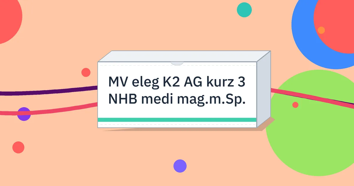 Symbolbild: Packung mit der Aufschrift MV eleg K2 AG kurz 3 NHB medi mag.m.Sp. (PZN 15716313) – Verfügbarkeit und Bezug in Apotheken in Frankfurt am Main